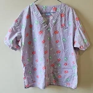 Denver Hayes | Tops | Denver Hayes Xl Lavender Scrub Top With Red And ...